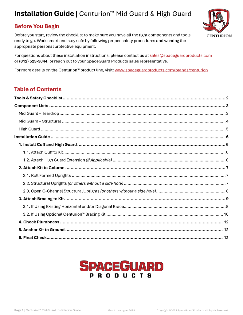 Centurion™ Low Guard Pallet Rack Repair Kits | SpaceGuard Products